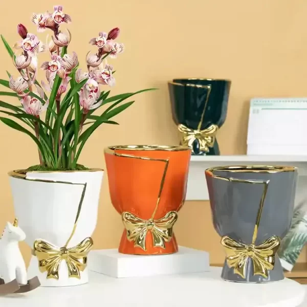 Light luxury high-end tulip Butterfly Ceramic Flowerpot