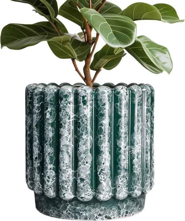 Bubble-Glazed Fluted Ceramic Planter – Wholesale Flower Pot