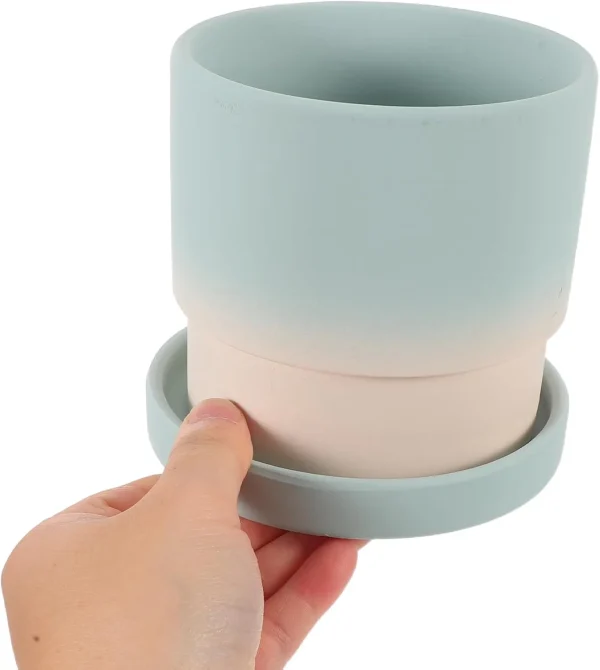 Wholesale Blue Gradient Ceramic Flower Pot – Modern Matte Planter