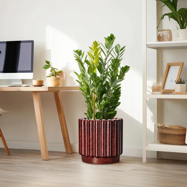 Rust Reactive Glaze Ceramic Planter – Wholesale Fluted Flower Pot