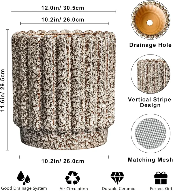 Textured Ceramic Planter – Wholesale Fluted Glaze Flower Pot